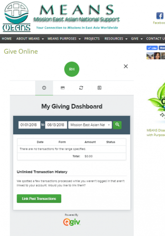 Log Into My Online Giving Account | Mission East Asian National Support